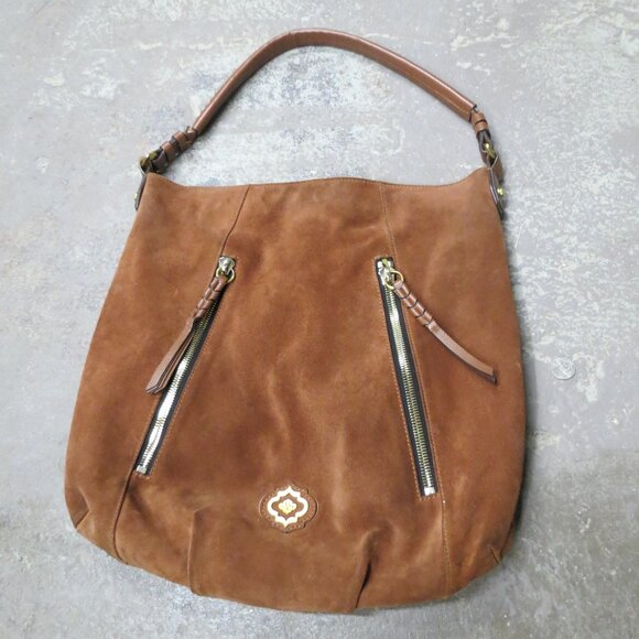 OR YANY | Bags | Or Yany Large Brown Suede Leather Shoulder Handbag ...